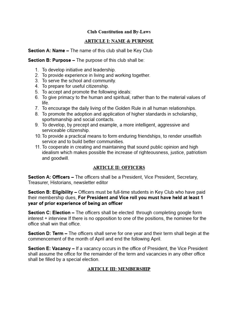 Copy of Member Club Constitution and By-Laws | PDF | Government