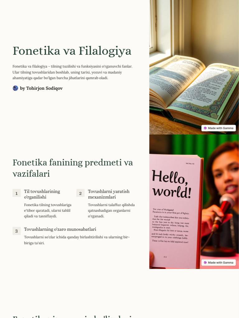 Fonetika Va Filalogiya | PDF