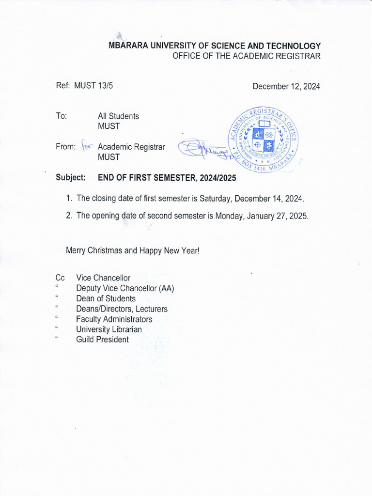 End of First Semester, 2024-2025 | PDF