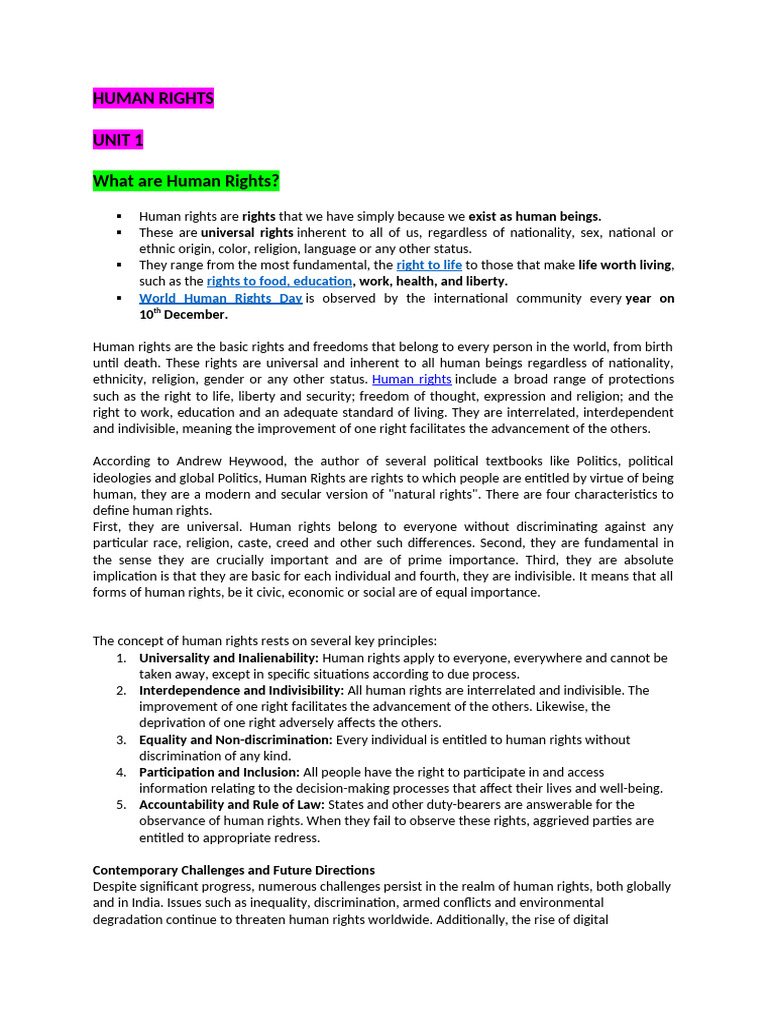 HUMAN RIGHTS U1 AND U3 | PDF | Natural Law | Human Rights