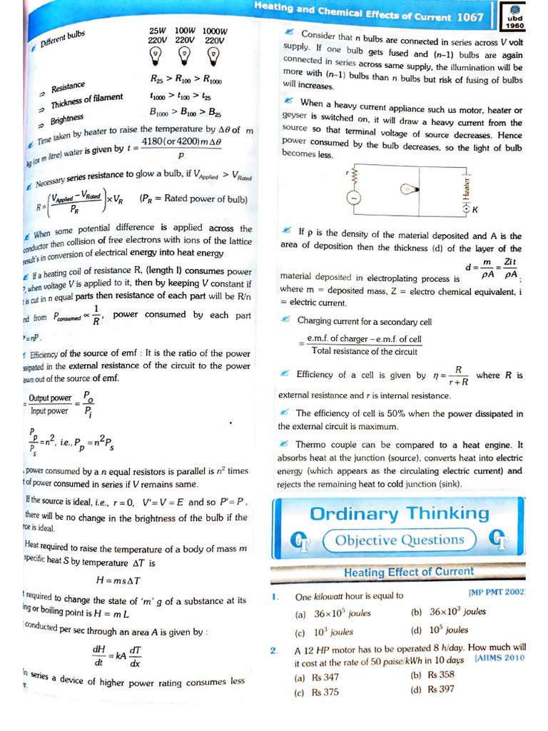 Heating and Chemical Effects of Current Errorless | PDF