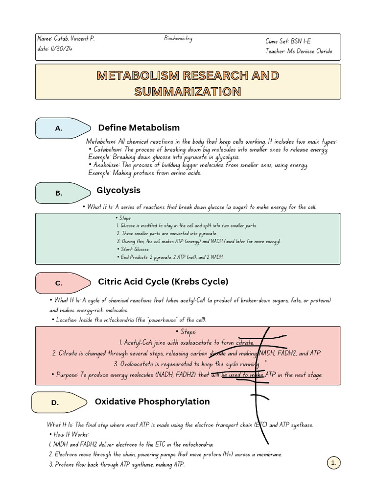 CUTAB Metabolism | PDF | Metabolism | Adenosine Triphosphate