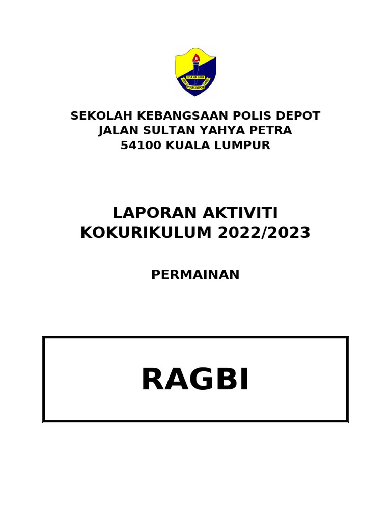 BUKU LAPORAN AKTIVITI KOKURIKULUM SKPD 2022 - RAGBI | PDF