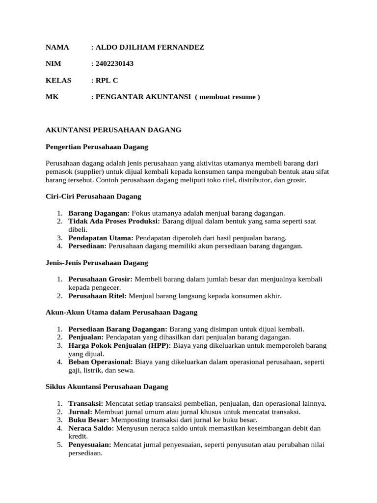 Resume Pengantar Akuntansi | PDF
