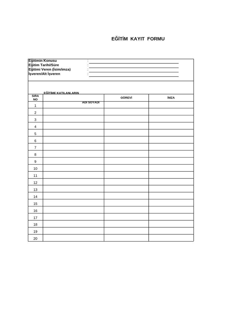 Eği̇ti̇m Kayit Formu | PDF