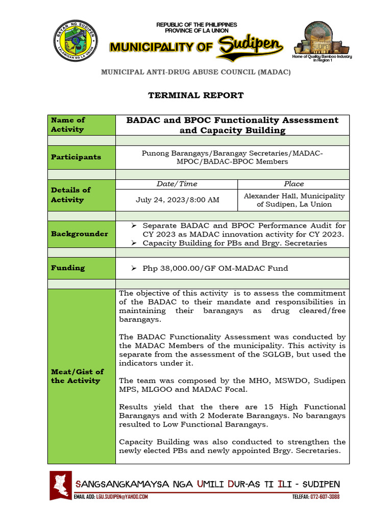 ADAC Terminal Report BADAC Functionality and Capacity Building | PDF