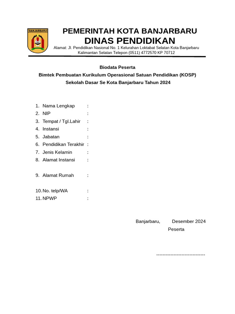 biodata peserta | PDF