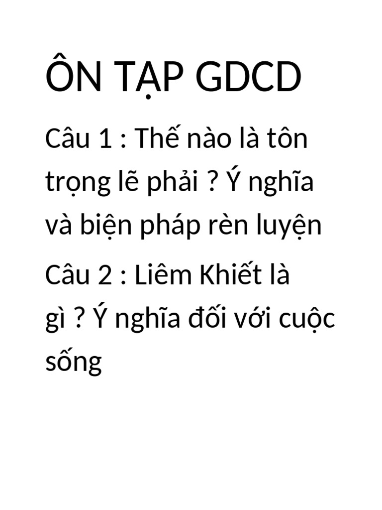 ÔN TẬP GDCD | PDF