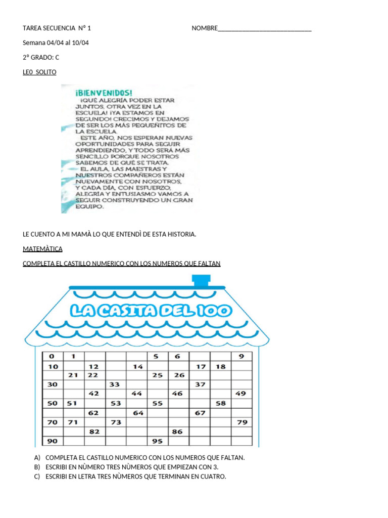 Tarea Nº2 Segundo Grado A y B | PDF