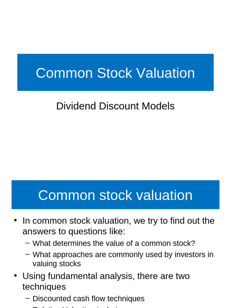 Common Stock Valuation (1) | PDF | Stock Valuation | Valuation (Finance)