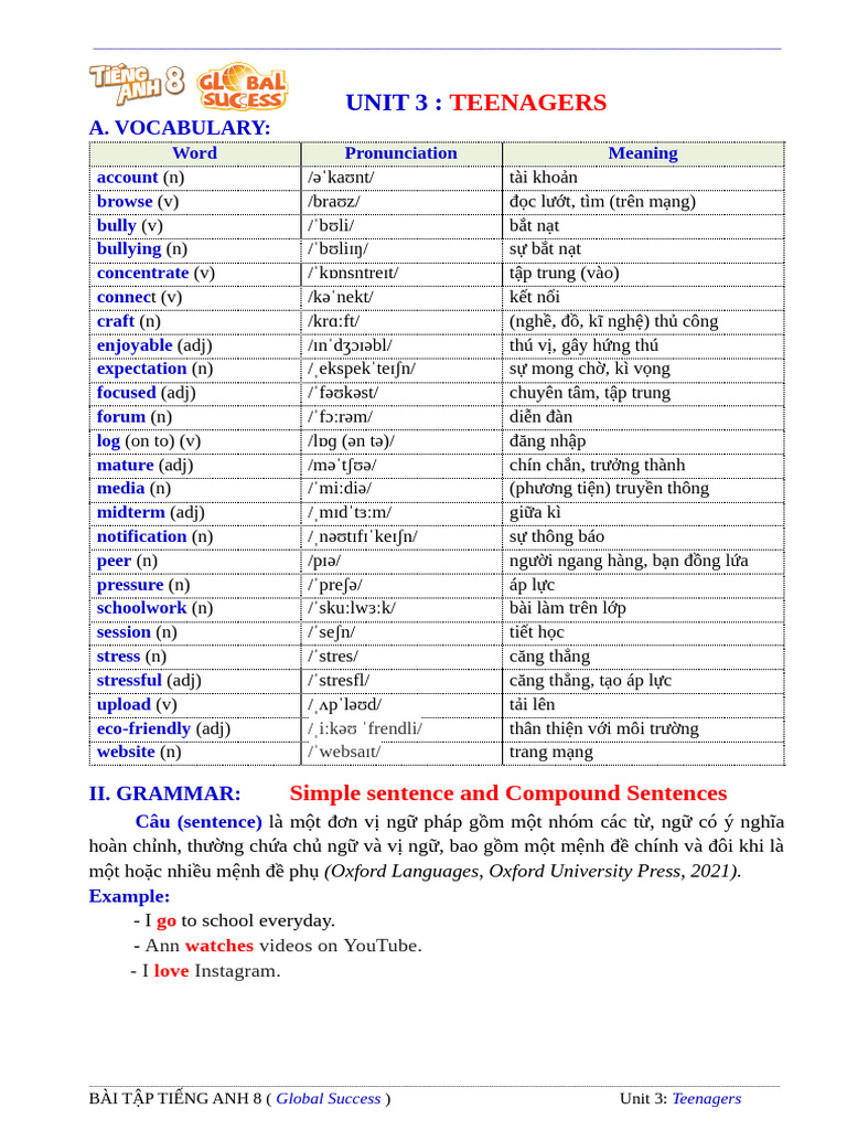 Bai Tap Unit 3 | PDF