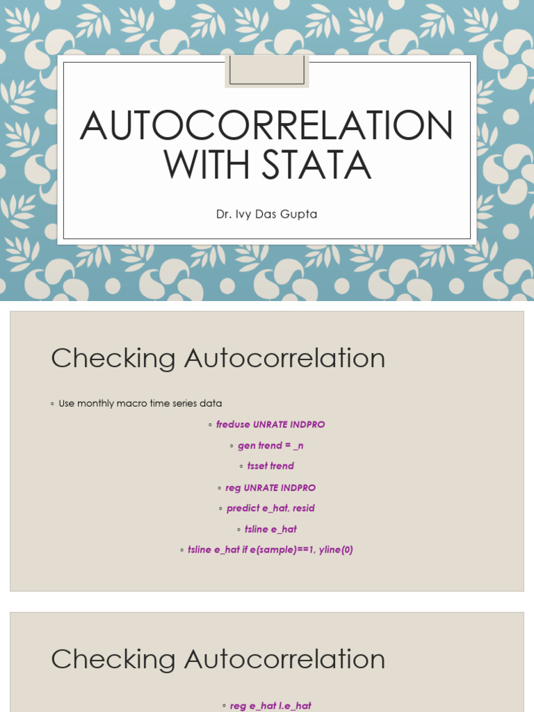 Autocorrelation With STATA | PDF