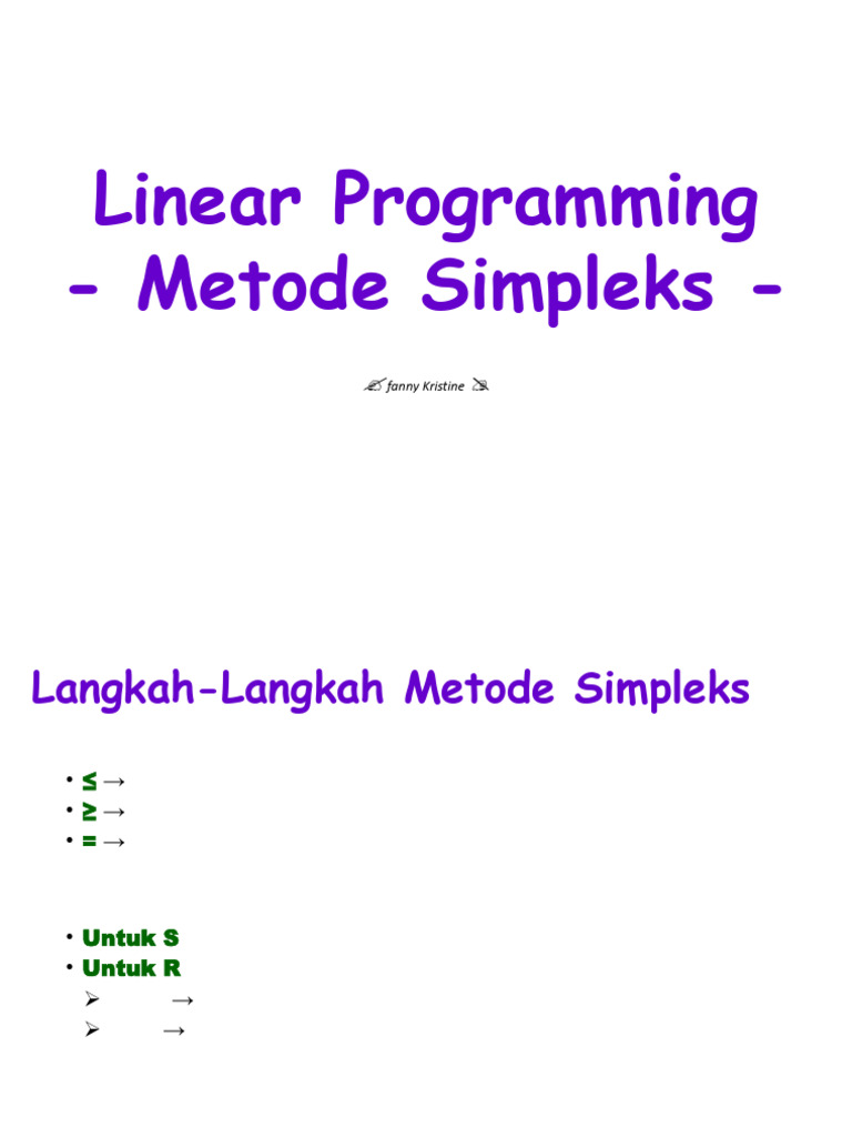 Panduan Metode Simpleks | PDF