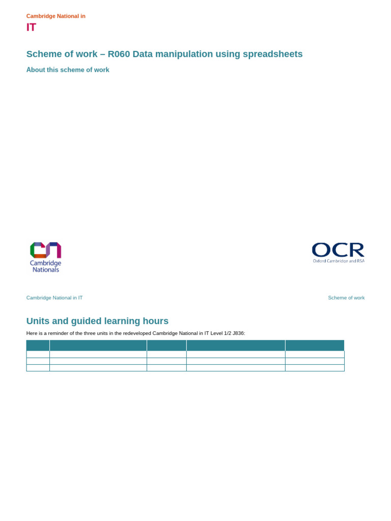 Cambridge National IT: Spreadsheet Design | PDF | Human–Computer ...