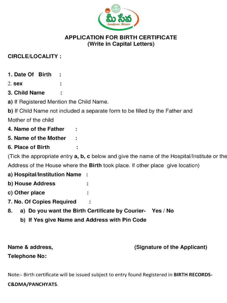 CD Ma Application For Birth Certificate | PDF