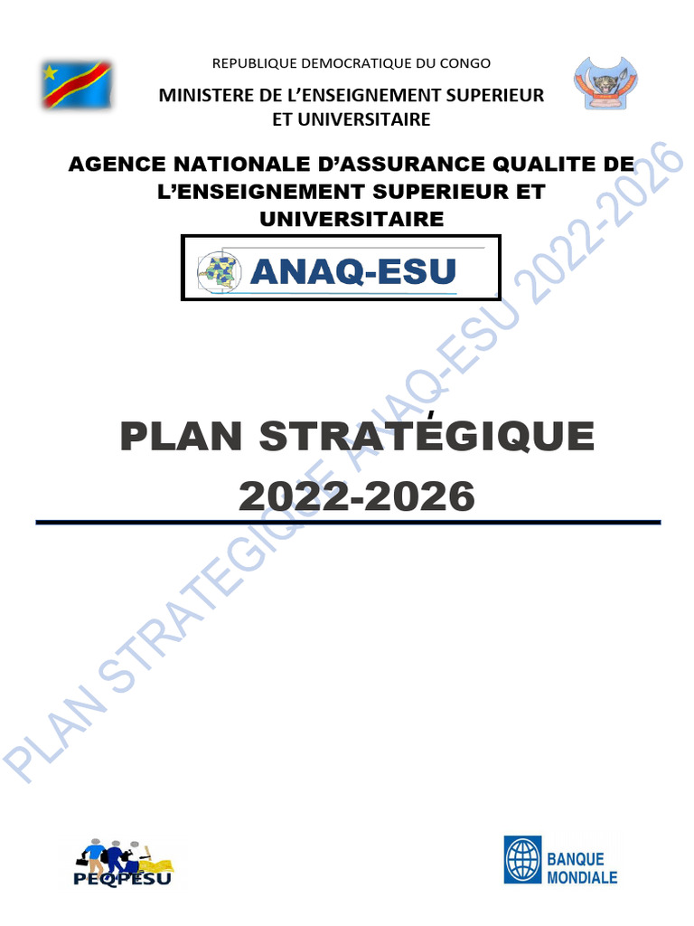 Plan Stratégique 2022-2026 de l'ANAQ-ESU | PDF | Gouvernance | Internet