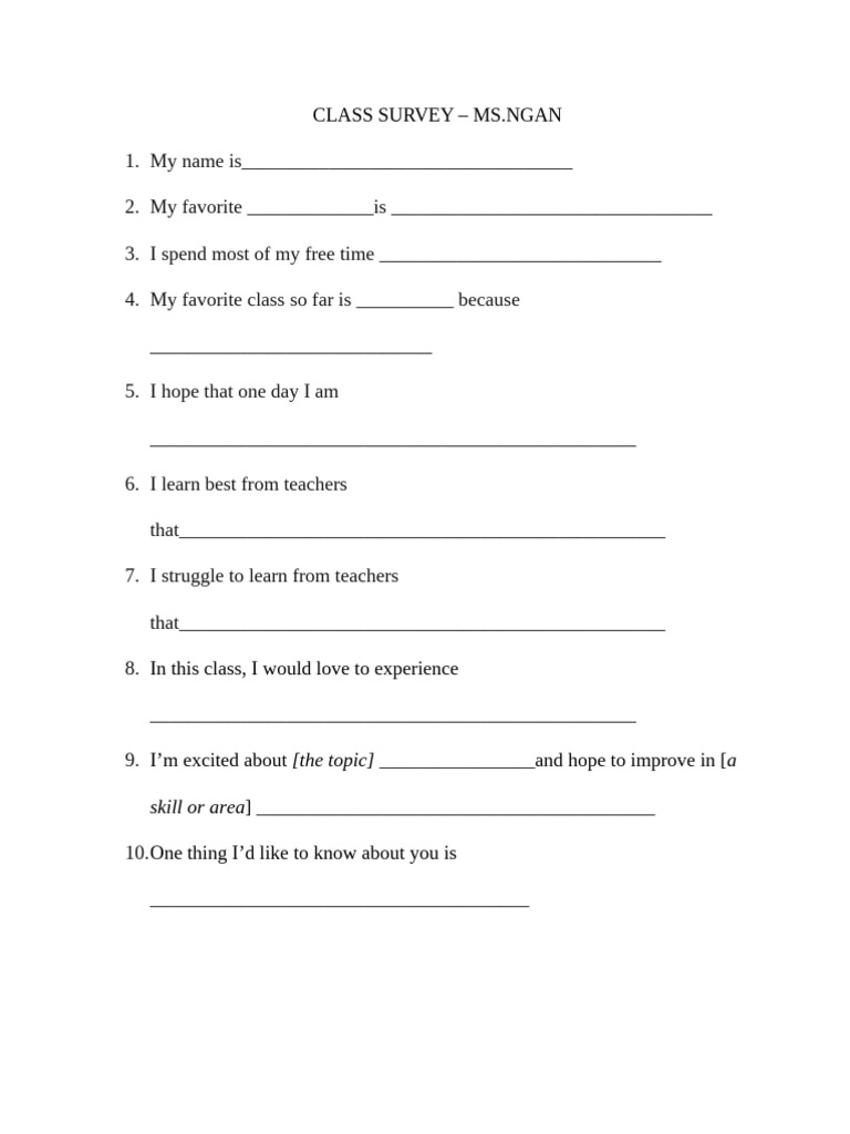 Class Survey | PDF