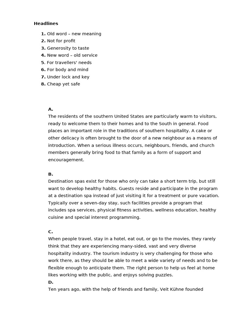 State 0 Headings Hospitality | PDF | Hostel | Spa