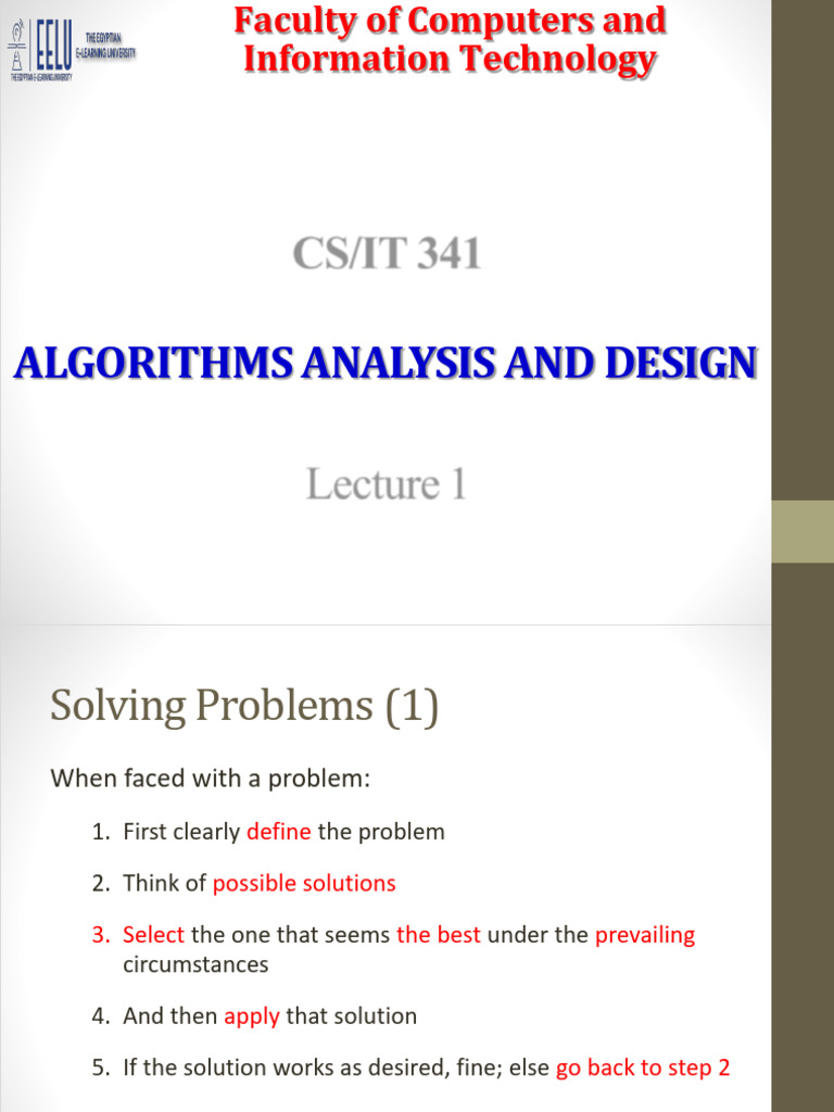 CS-IT341_Lecture_1 | PDF | Algorithms | Computing