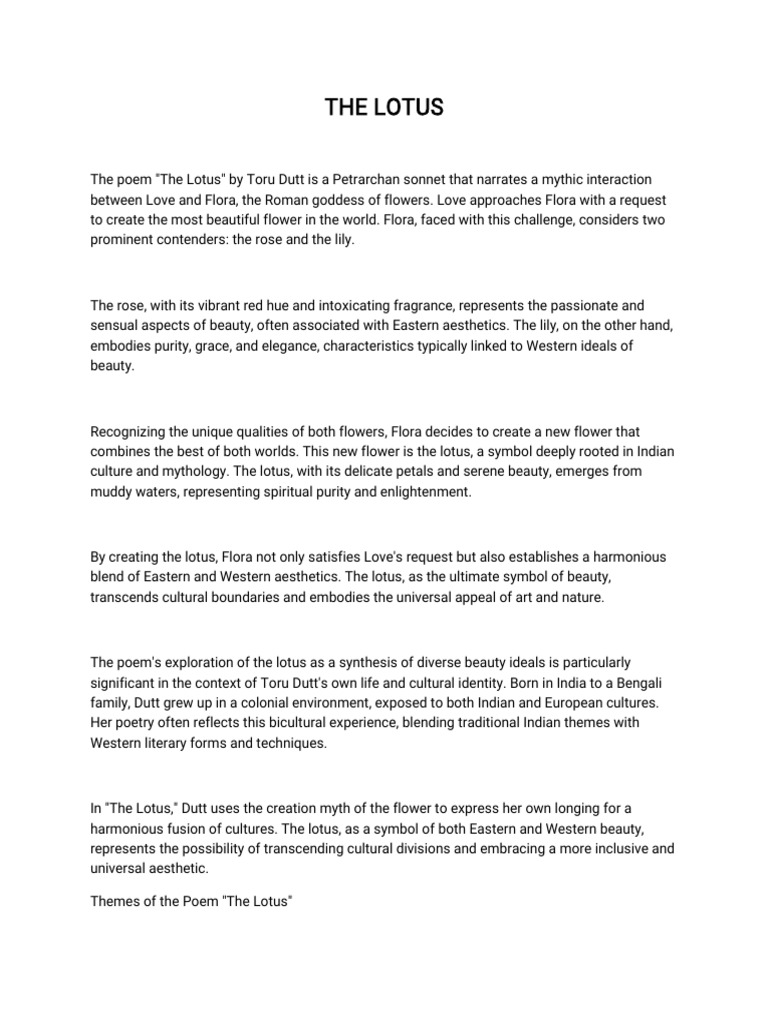 The Lotus | PDF | Beauty | Poetry