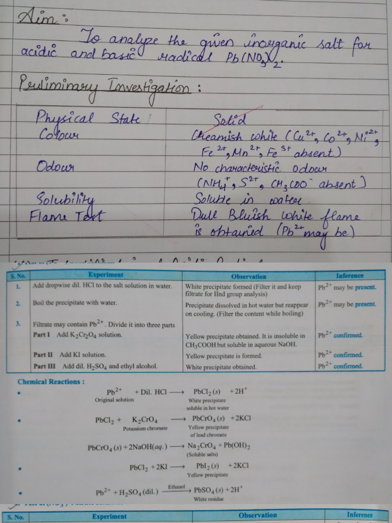 Chemistry Exp - No 4 Salt Analysis | PDF