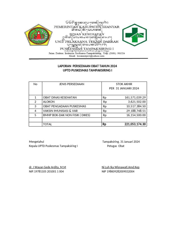 Lap Persediaan Januari 2024 | PDF