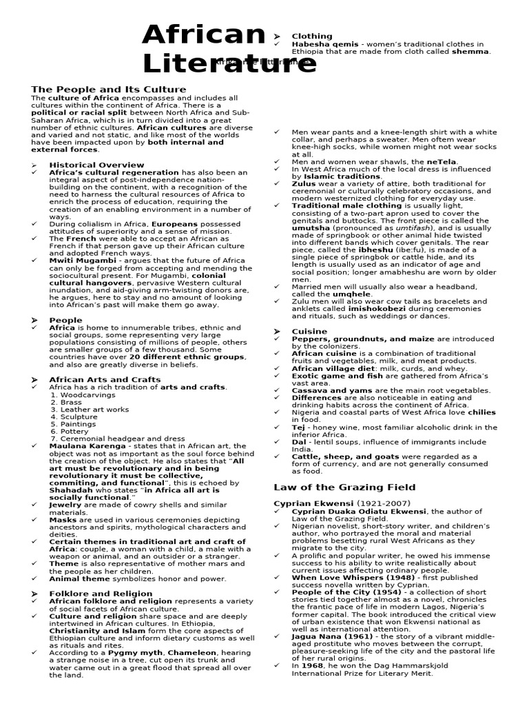 African Literature Reviewer | PDF