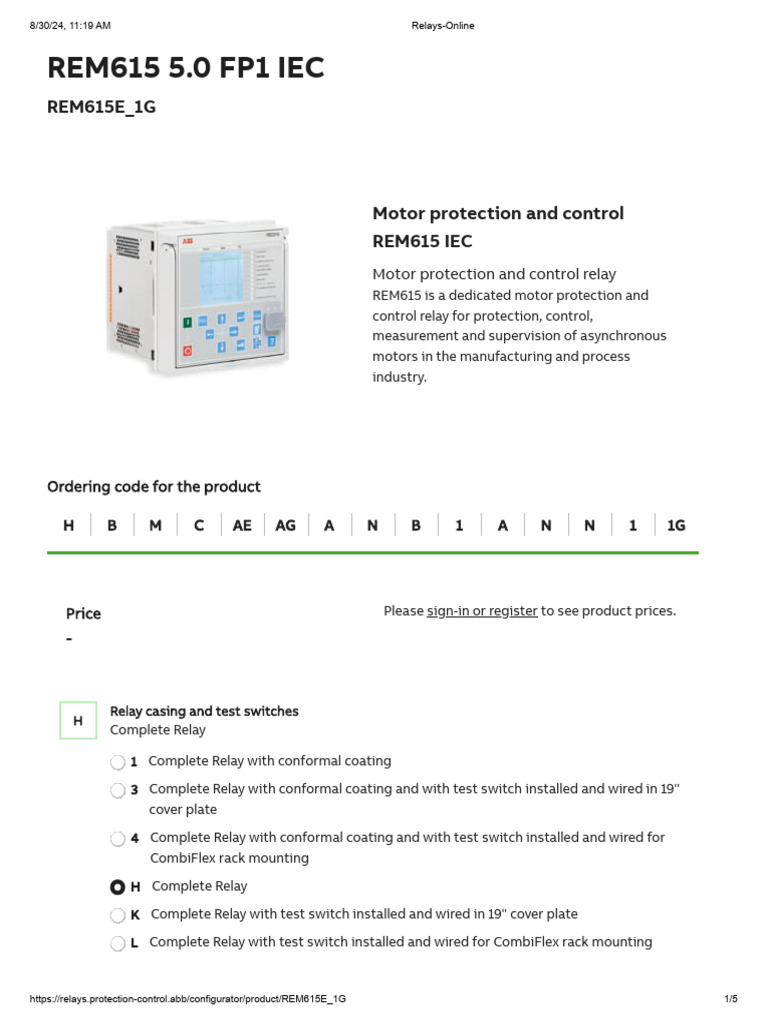 ABB REM615 relay | PDF | Relay | Switch