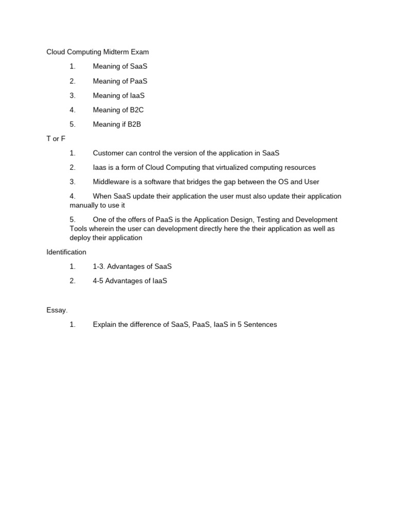 Cloud Computing Midterm Exam | PDF