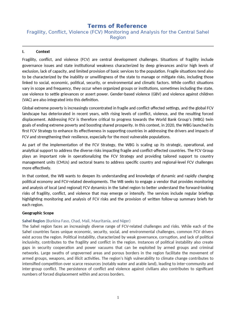 ToR Risk Monitoring Sahel Briefing Final | PDF | Violence | Climate ...