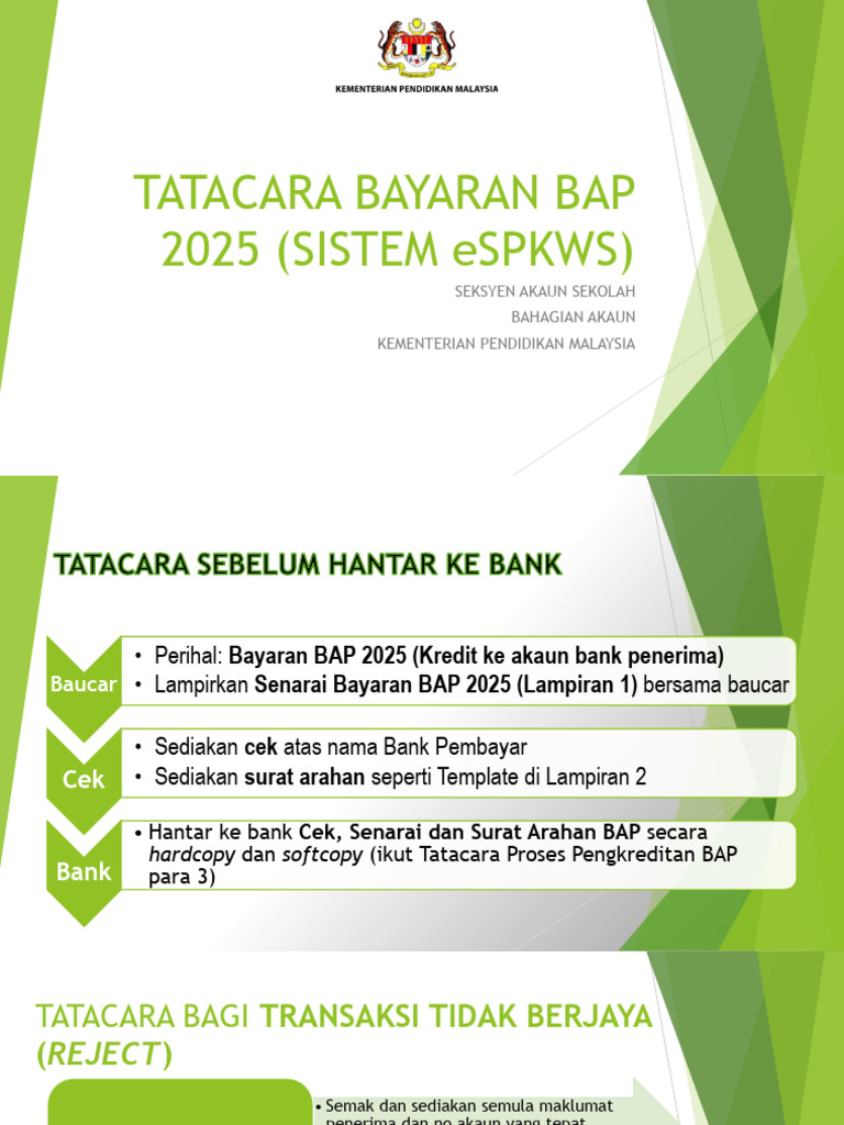 Slide Tatacara Pengkreditan BAP Ke Akaun Bank (ESPKWS) | PDF