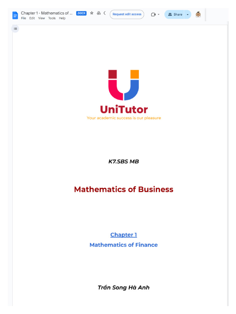 Chapter 1 - Mathematics of Finance | PDF
