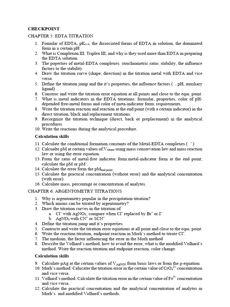 Checkpoint Exam 2 | PDF | Titration | Chemistry