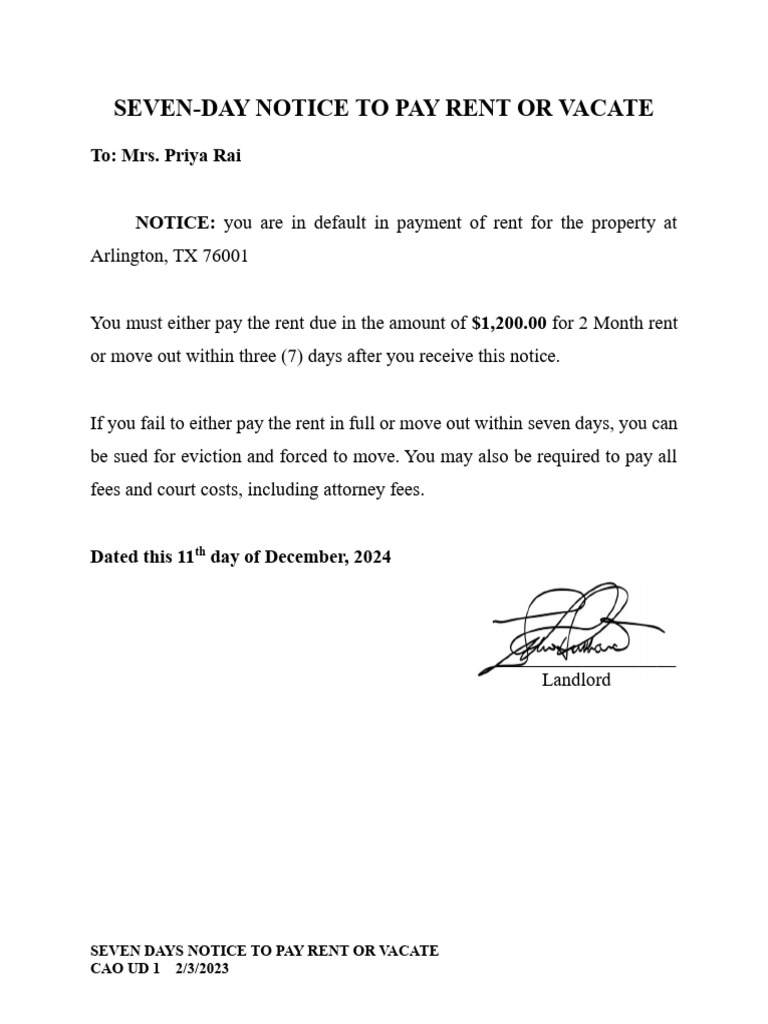 Rent Notice | PDF