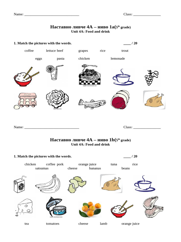 Food - Worksheet | PDF