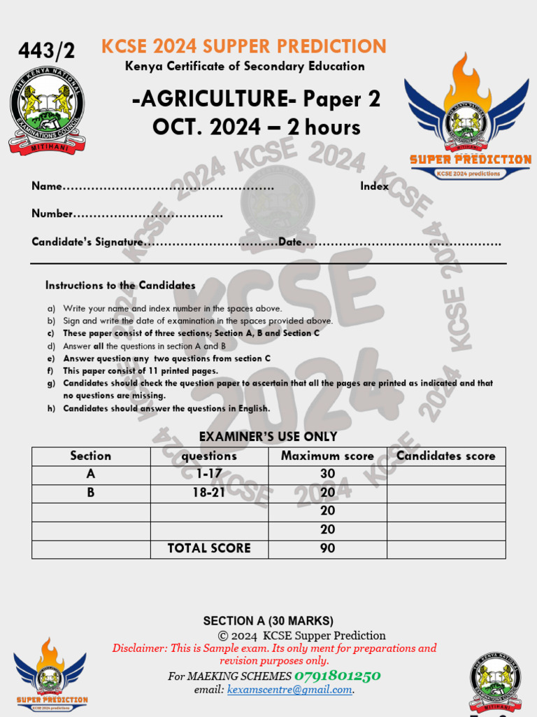 Kcse 2024-2025 Supper Predictions Agr PP2 | PDF