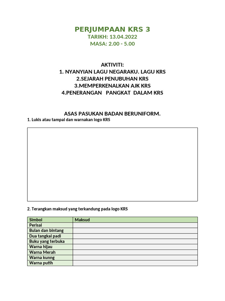 Aktiviti Krs 3 | PDF