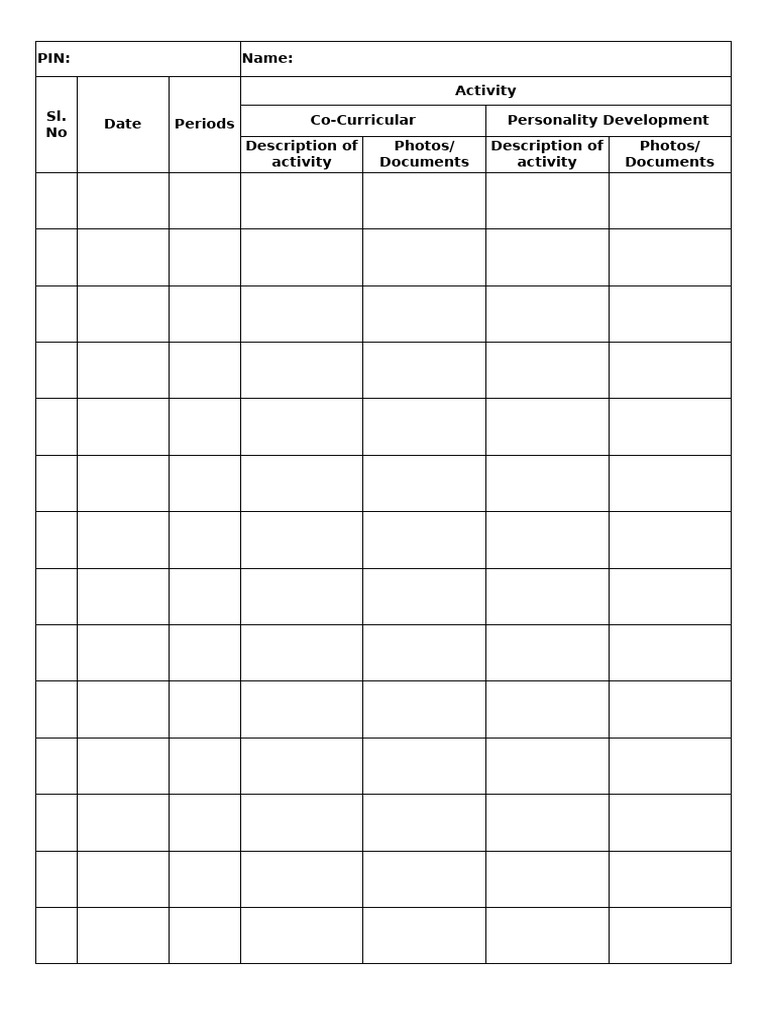 Student-Wise Activity Record Format | PDF