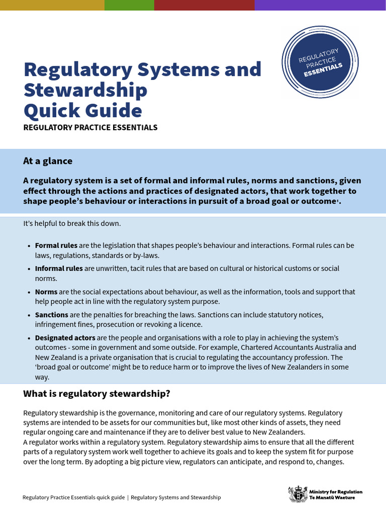 RPE Quick Guide Regulatory Systems and Stewardship | PDF | Governance ...