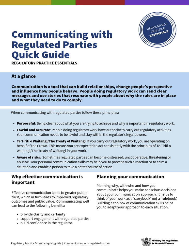 RPE Quick Guide Communicating With Regulated Parties | PDF ...