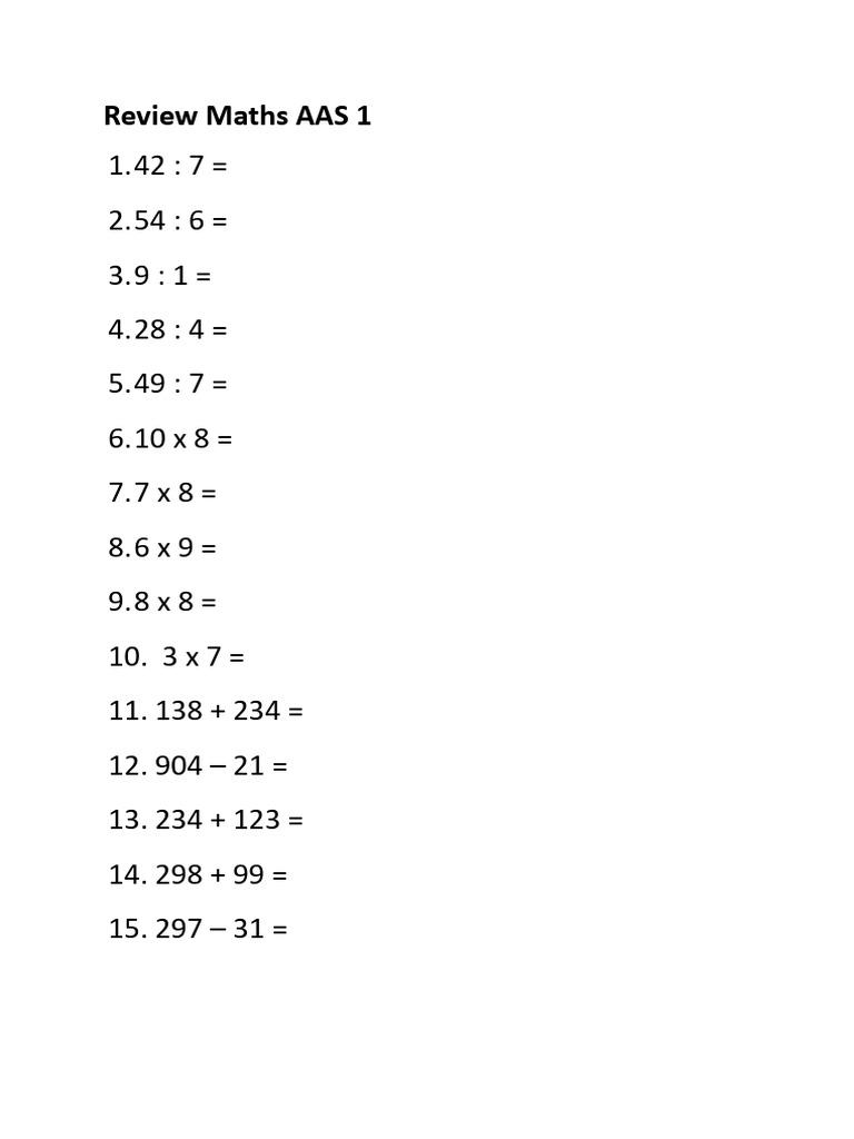 Review Maths AAS 1 | PDF