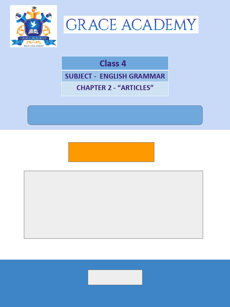 CLASS 4 English Grammar Chapter 2 ARTICLES | PDF | English Grammar | Noun
