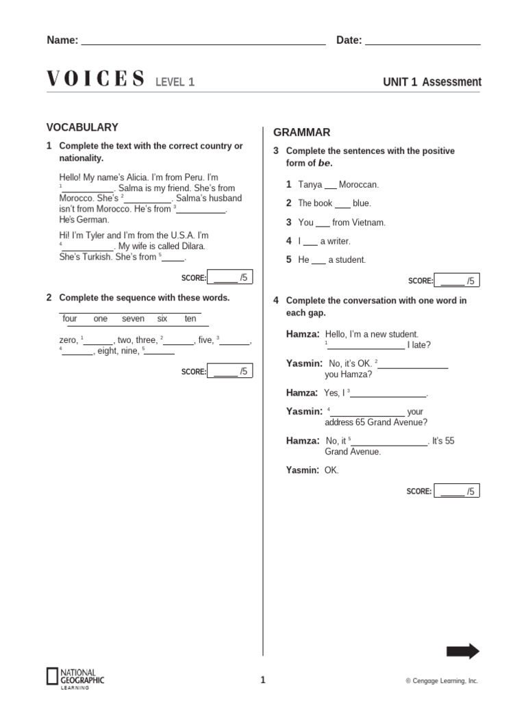 Grade 3 Unit 1 Assessment Test | PDF | Cognition | Language Acquisition