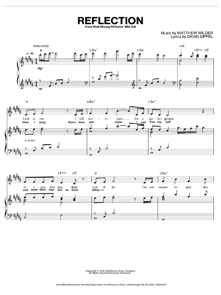 Reflection (Male Version) | PDF