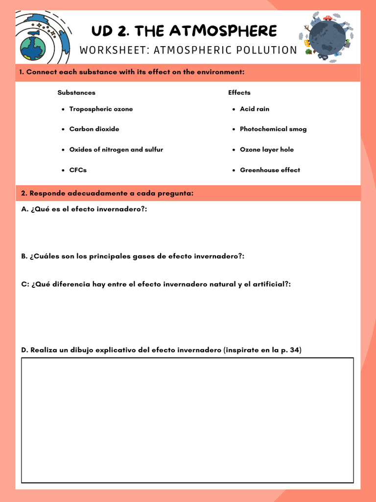 Worksheet - Atmospheric Pollution | PDF