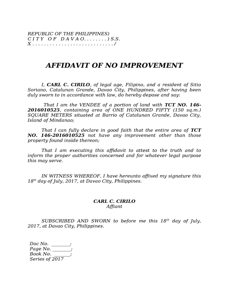 No Improvement | PDF | Affidavit | Notary Public