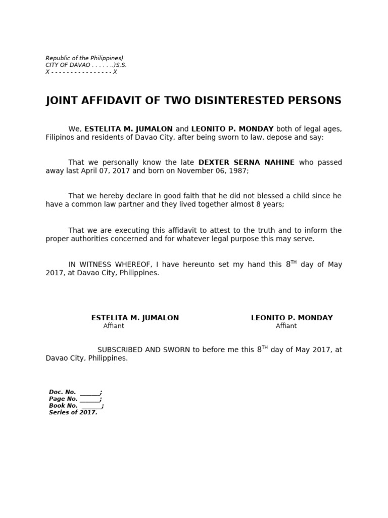 Joint Affidavit | PDF | Affidavit | Notary Public