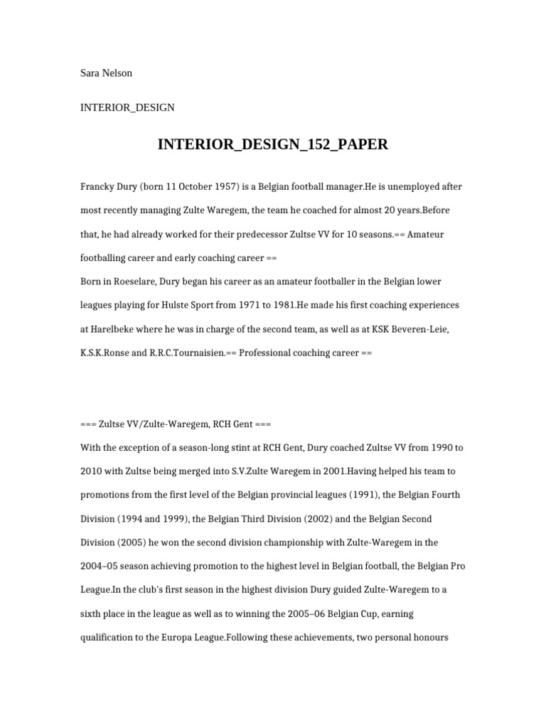 Interior Design 152 Paper | PDF | National Association Football Premier ...