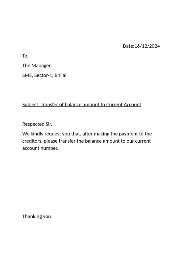 Transfer Balance To Current Account | PDF
