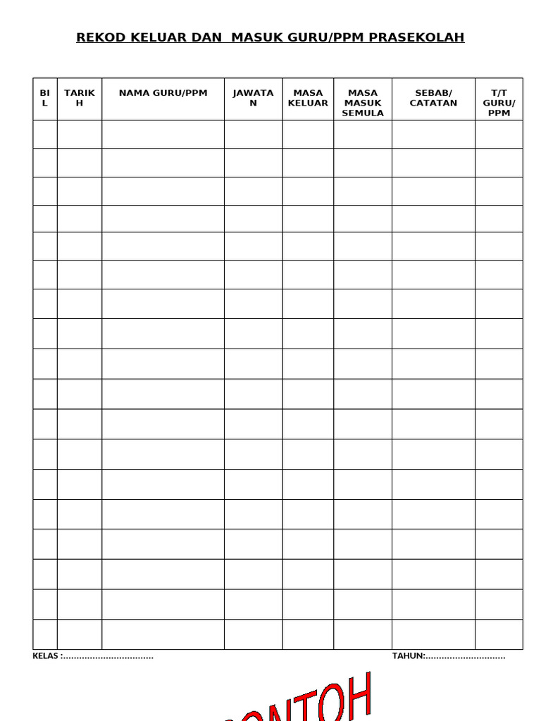 Rekod (4) Keluar Dan Masuk Guru | PDF